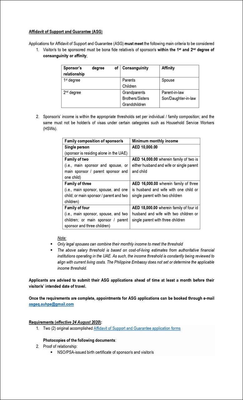 How To Get Affidavit Of Support And Guarantee ASG At UAE Philippine